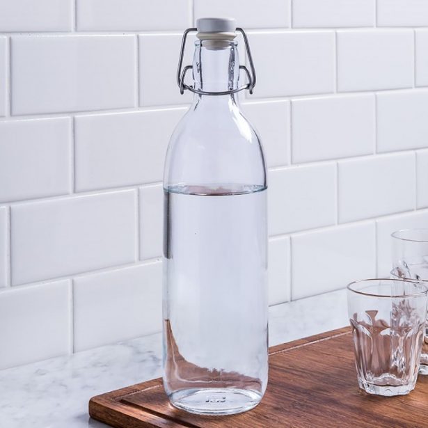 Reusable Glass Water Bottle with Flip Top Lid 0.5LT - The Sourcing Team